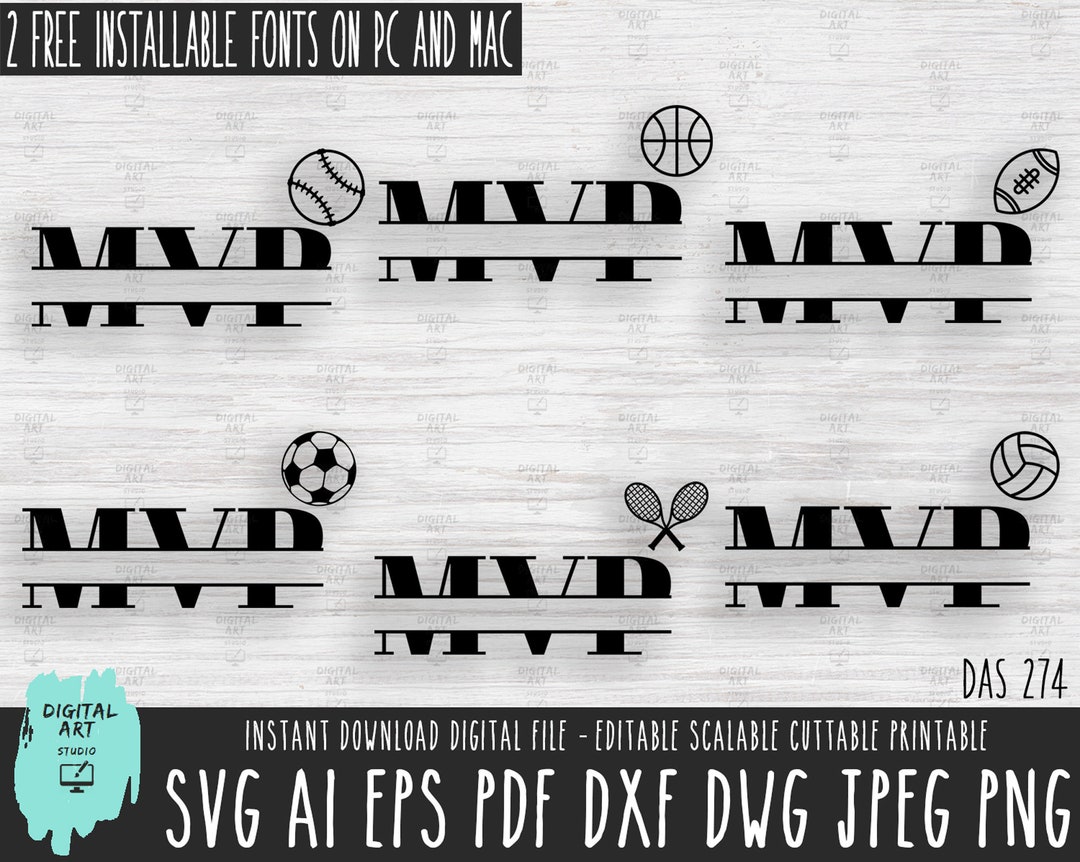 MVP Monogram Bundle Svg, MVP Soccer Vector, MVP Baseball File, Mvp ...