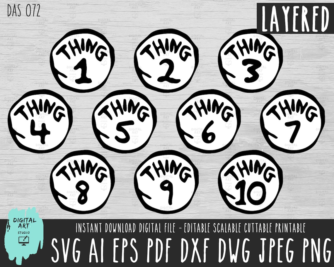 Dr. Seuss Thing 1 Thing 2 face with number SVGThing one Thing | Etsy
