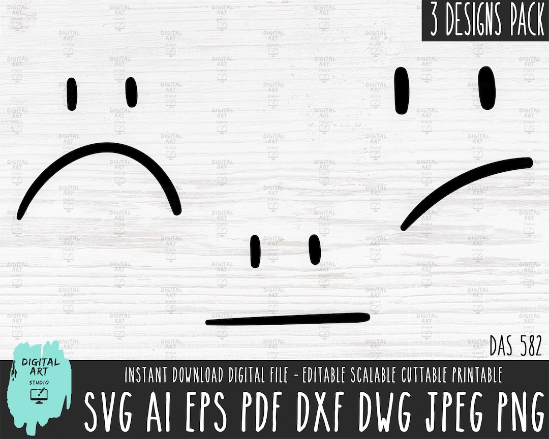SAD Svg, Sad FACE Png, UPSET Face Vector File, Expressionless Face Cut ...