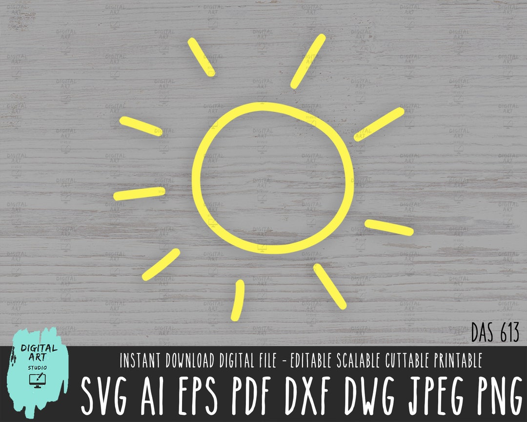 SUN Doodle SVG, Sun PNG, Sunshine Vector Cut File, Sun Shining Clipart ...