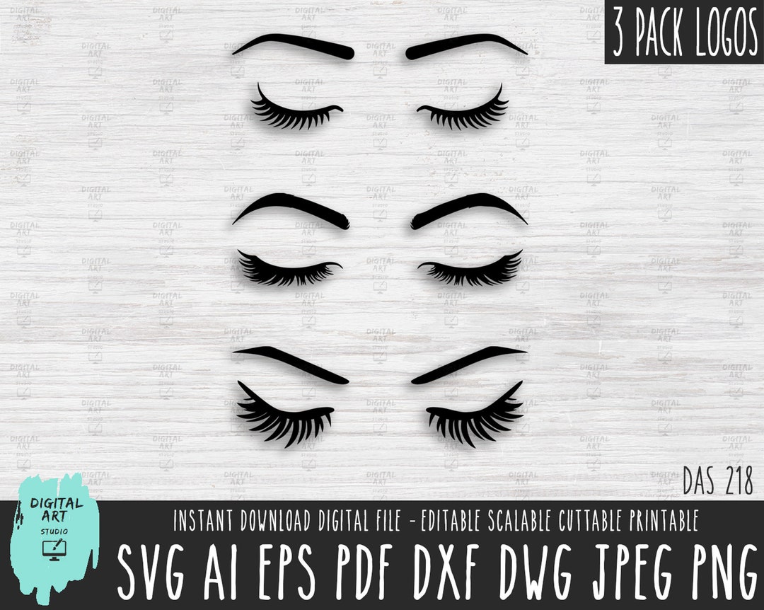 3 Eyelashes Solid SVG Eyelashes Vector Silhouette Eyelashes Cricut ...