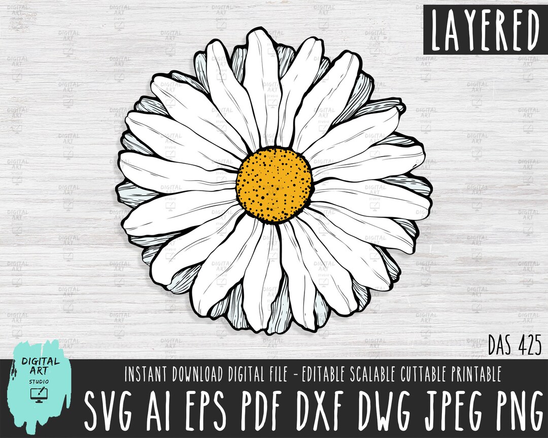 Daisy Flower Layered SVG, Daisy Icon Digital Download, Daisy Flower ...
