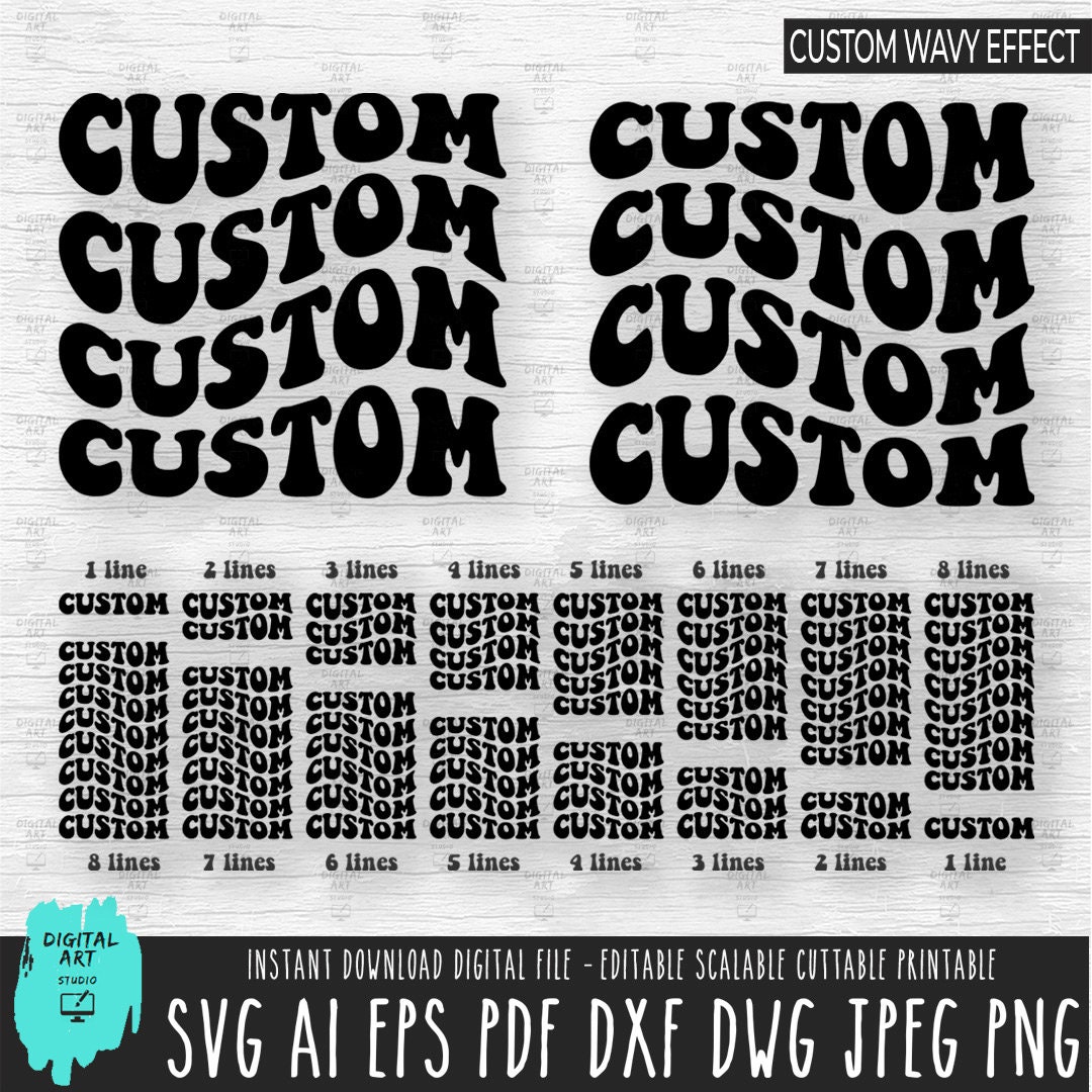 Custom Wavy Font SVG, Stacked Text (digital File) - Etsy