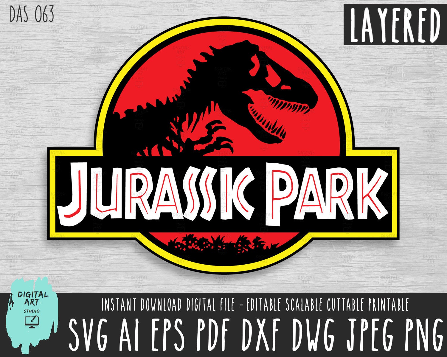Jurassic Park Svg Logo Instant Download Jurassic Park Layered Etsy