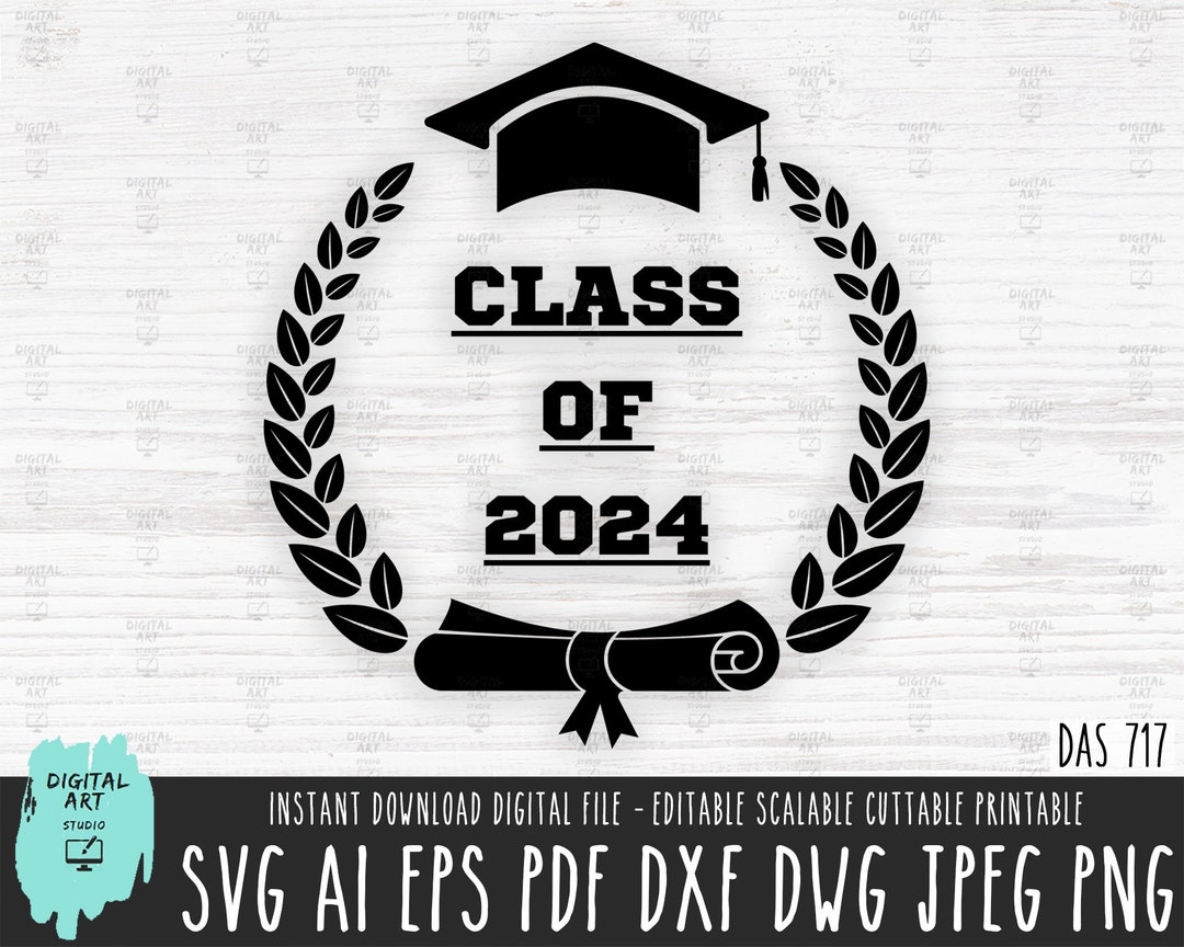 Class of 2024 SVG, Graduation Diploma, Wreath Design (digital Download ...