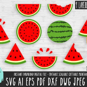 Watermelon SVG, Vector Illustration, Cricut/silhouette (digital ...