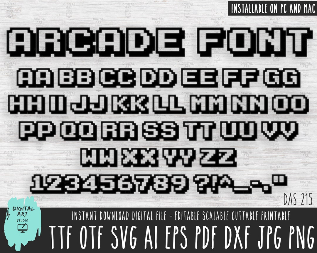 Gamer Retro Real Font Ttf Otf Installable for MAC and PC, Gamer Letter ...