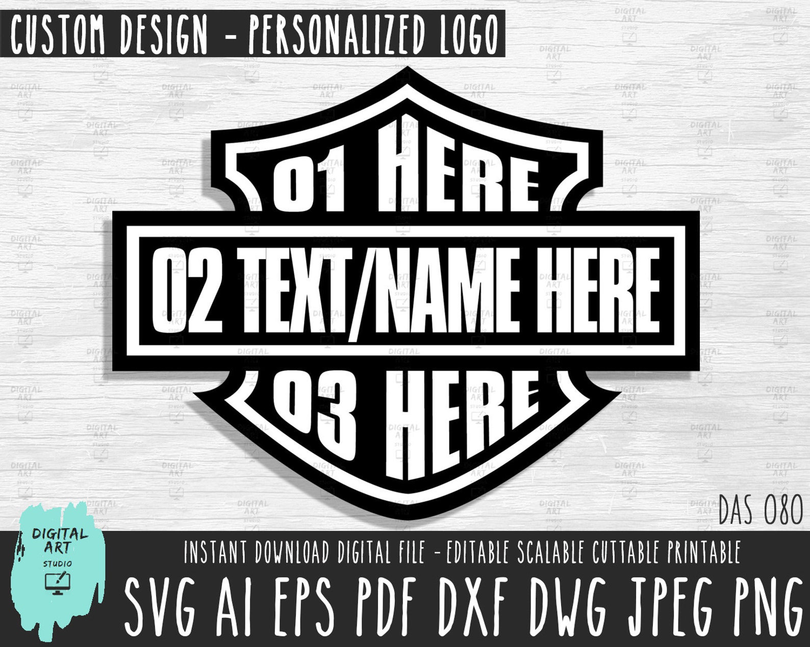 Harley Davidson Style Logo Name/Text Custom Digital SVG Your | Etsy