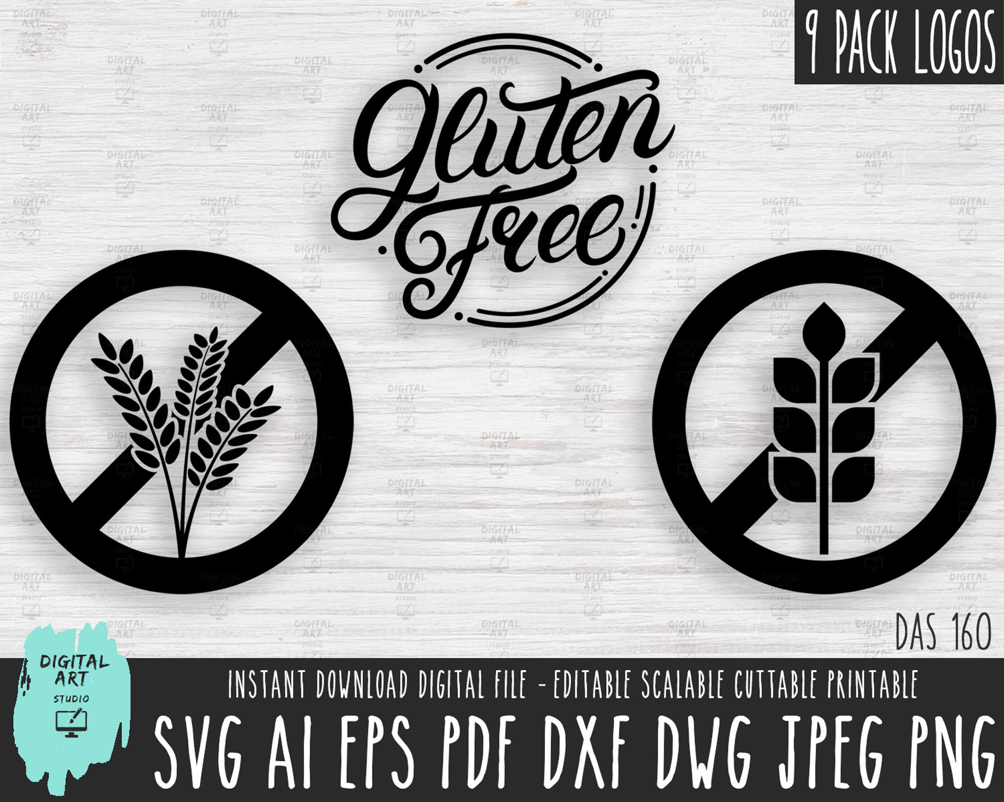 9 Gluten Free Logo PACK SVG Gluten Free Logo Vector File - Etsy UK