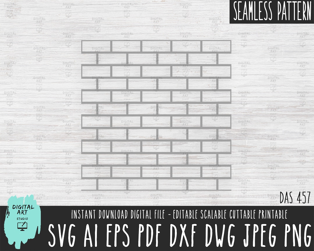 Brick Wall Outline Seamless Pattern SVG, Seamless Brickwall Digital ...
