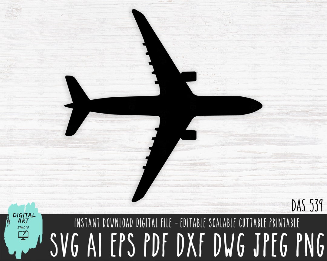 AIRPLANE Solid SVG, Plane Silhouette Vector File, Front Plane Cricut ...
