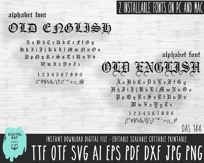 Old English Font SVG Set, Classic Alphabet (digital Download) - Etsy