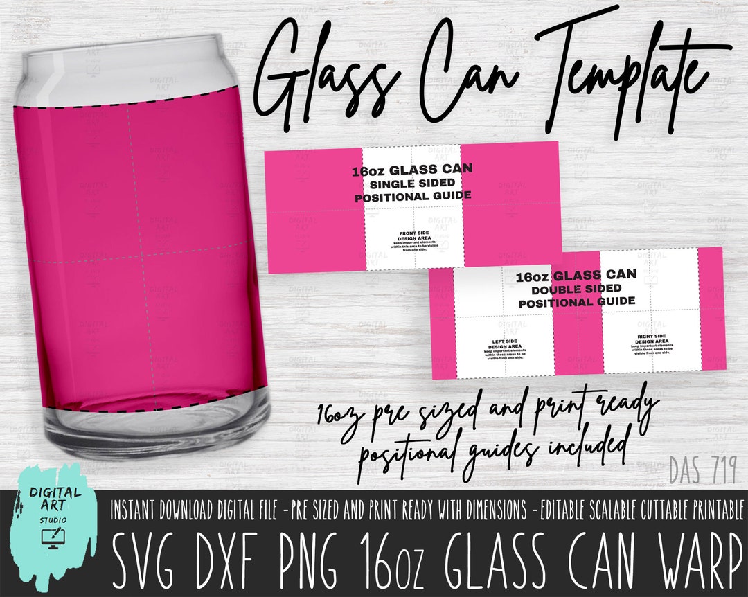 16oz Glass Can Wrap Template, DIY Print Cut File, 16oz Libbey ...