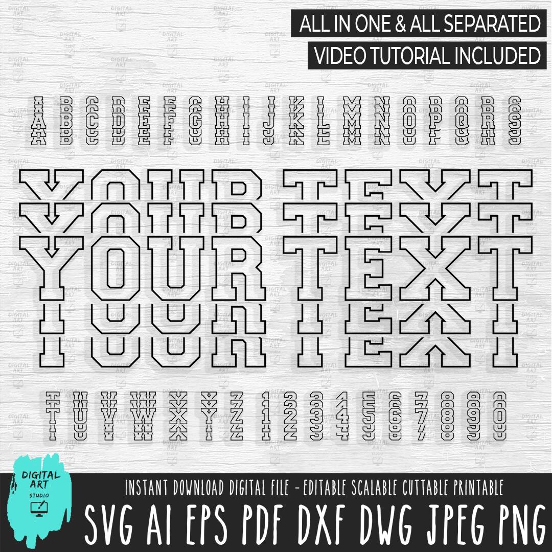 Varsity Sport Stacked Alphabet Cut File, Varsity Svg, Sport Stacked Svg ...