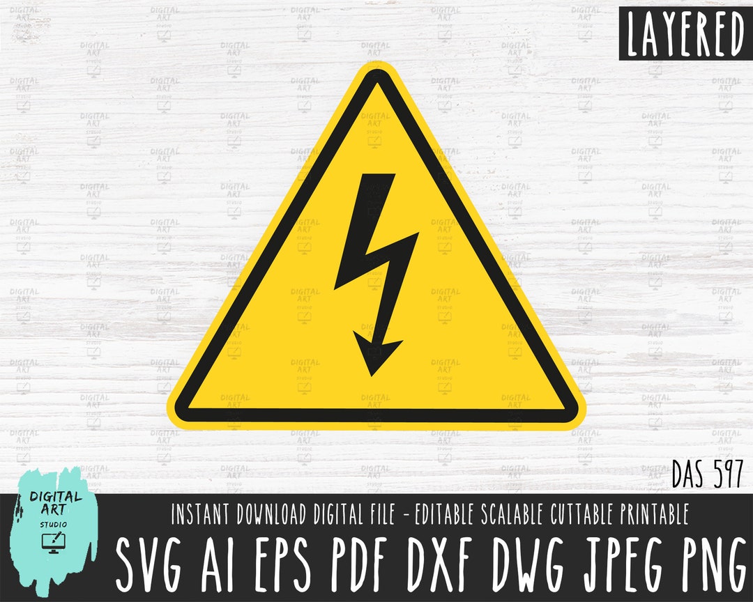 HIGH VOLTAGE Yellow Sign Svg ELECTRICITY Png Voltage Vector File Power ...