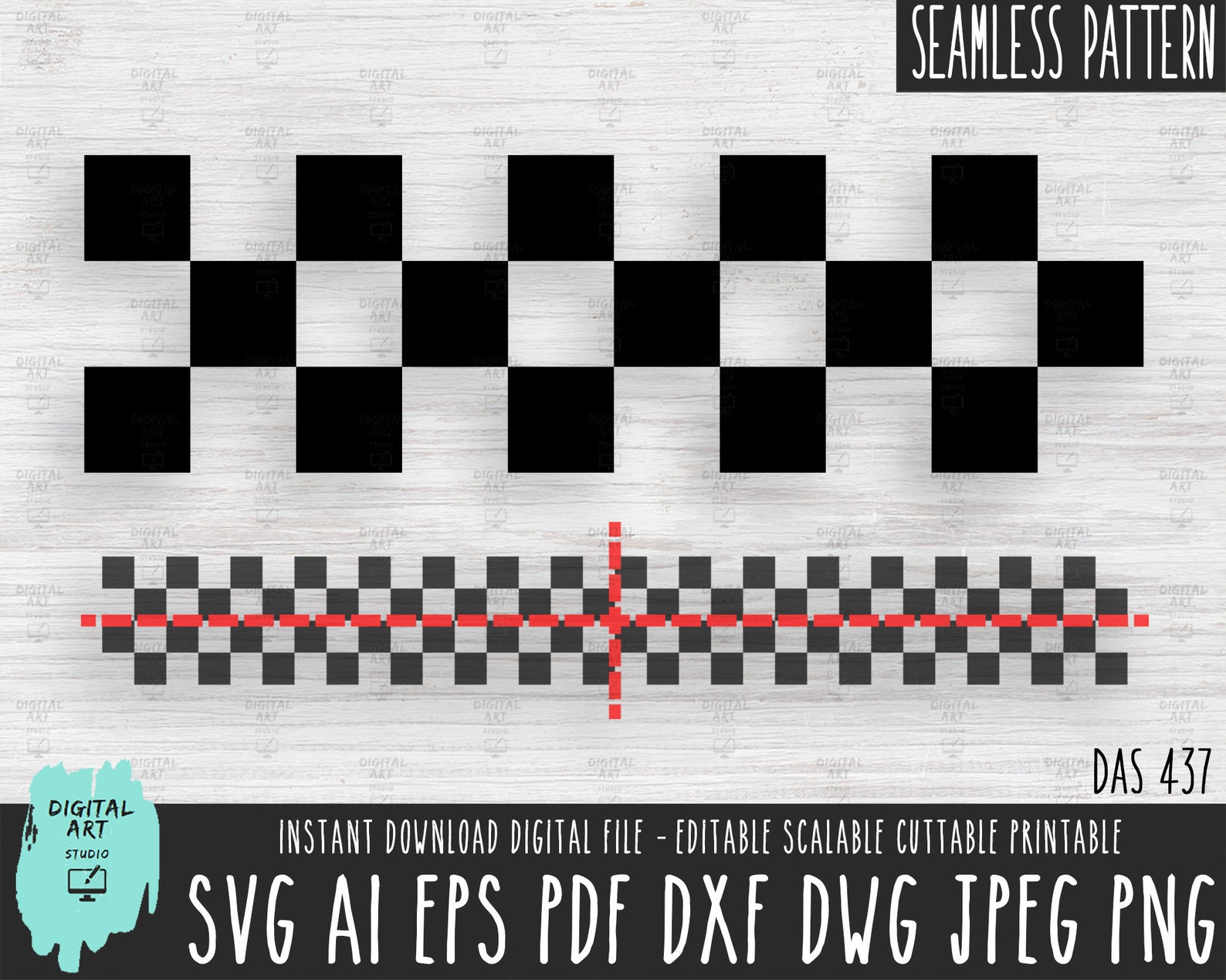 Checkered Pattern 3 Lines SVG Seamless Checker Black Vector - Etsy