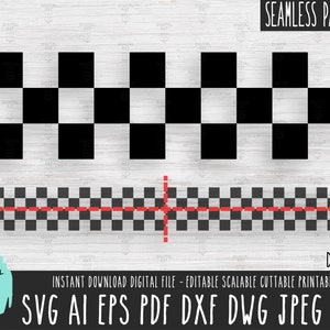 Checkered Pattern 3 Lines SVG, Seamless Checker Black Vector, Checker ...
