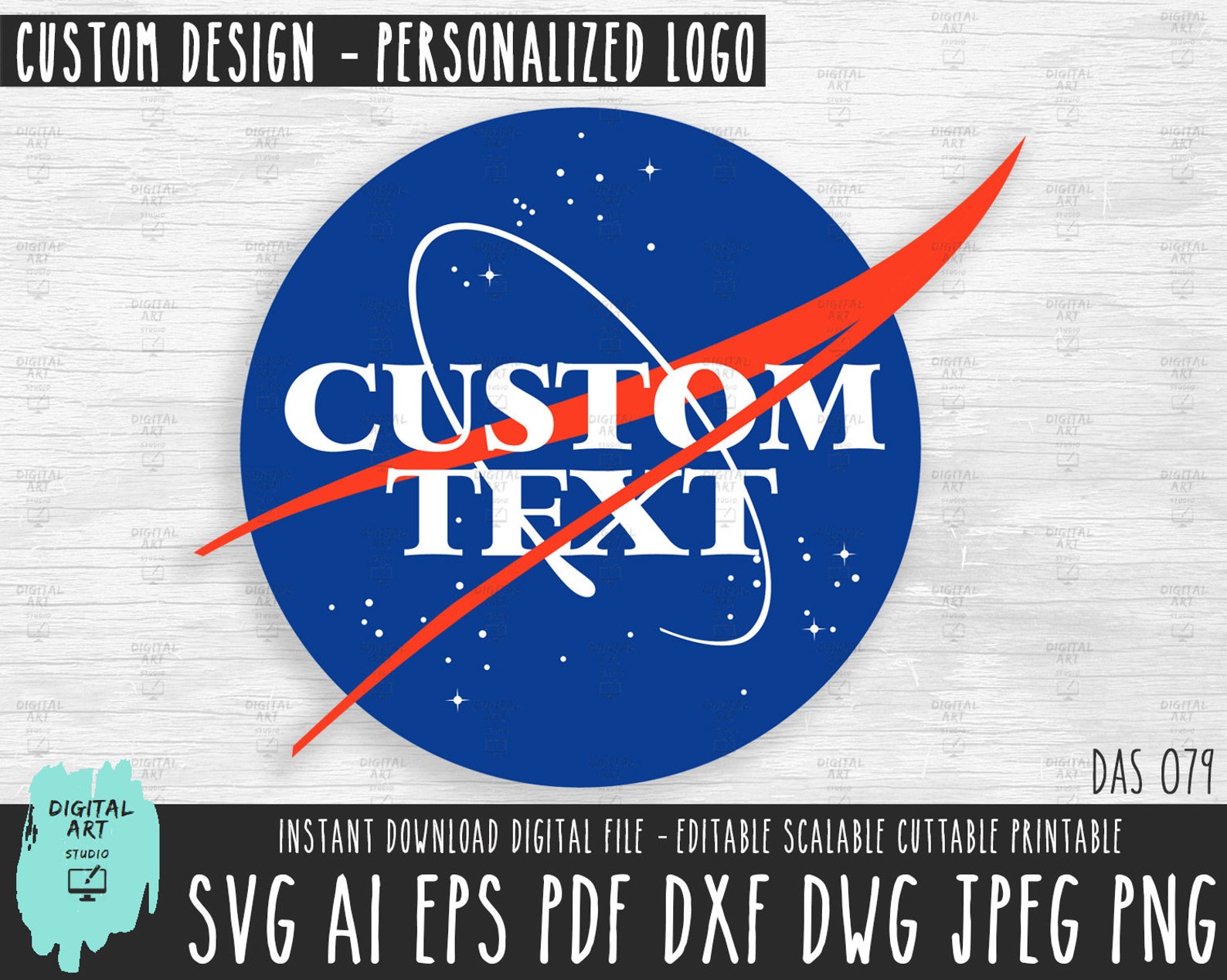 NASA Style Logo Name/Text Custom Digital Design SVG Create | Etsy