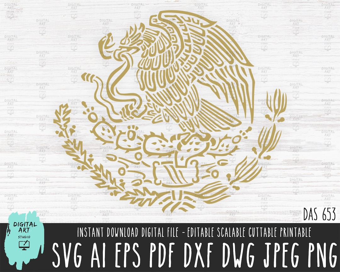 MEXICAN Eagle SVG Aguila Mexicana Cut File Mexican Flag Coat of Arms ...