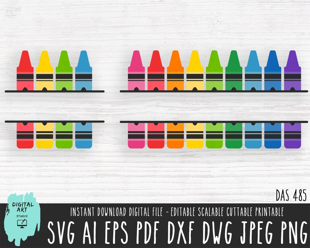 Crayon Monogram SVG, Layered Color Pencil, School Cricut File (digital ...