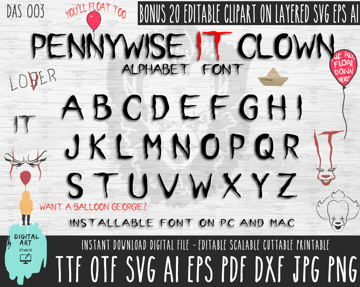 Pennywise font ttf-otf Installable in Mac-PC Stephen King IT | Etsy
