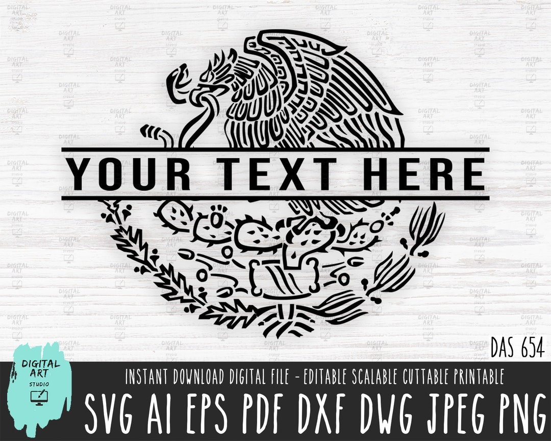 MEXICAN Eagle MONOGRAM Svg Aguila Mexicana Cut File Mexican Flag Coat of Arms Eagle Snake Hawk ...