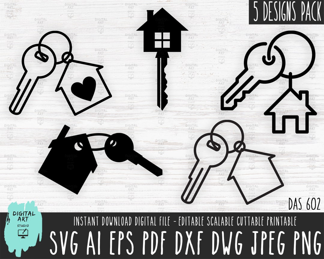 5 House KEY Bundle Svg, HOUSE Keys Vector File, Home Key Cricut ...