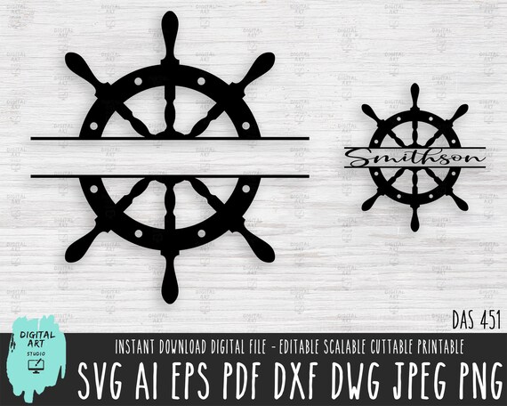 Ship Wheel Monogram SVG Boat Wheel Digital Download Yacht - Etsy