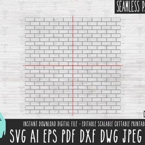 Brick Wall Outline Seamless Pattern SVG, Seamless Brickwall Digital ...