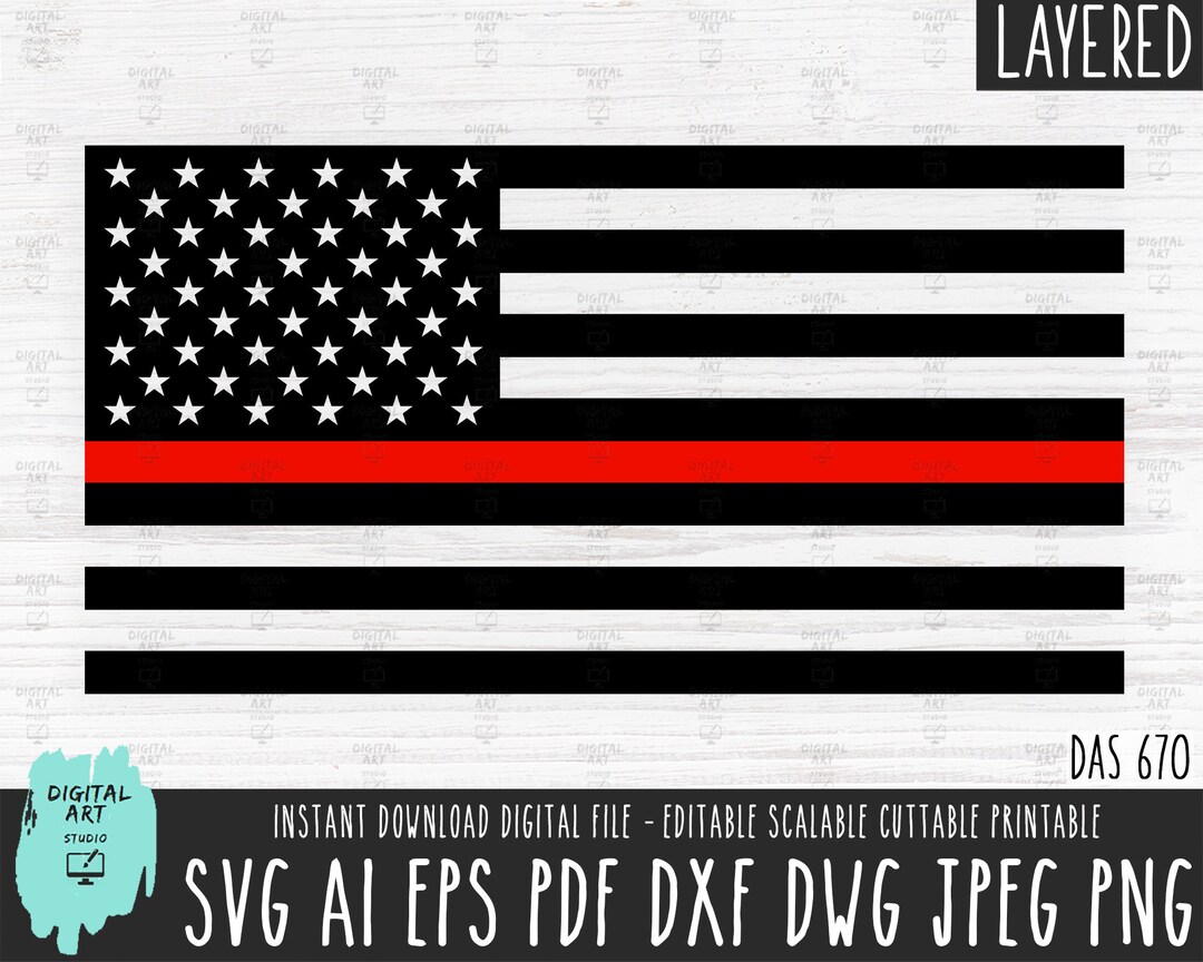 Thin Red Line Flag Svg Firefighter Flag Fireman Svg Firefighter Flag ...