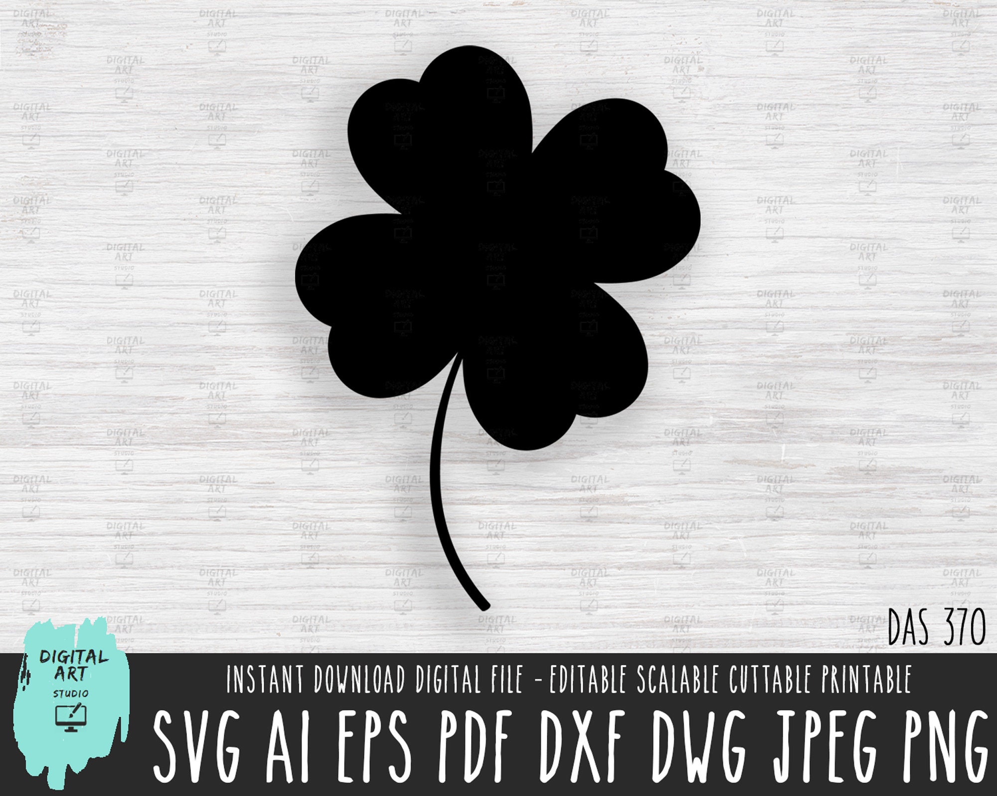 Clover Solid SVG Lucky Clover Icon Digital Download 4 Leaf - Etsy