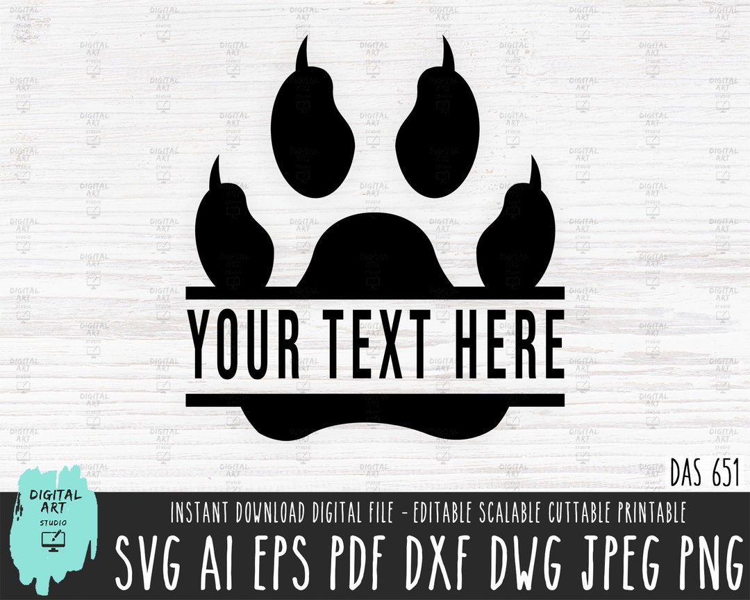CAT Paw Monogram Svg Cat PAW Png Paw Vector Cricut CAT Footprint Png ...