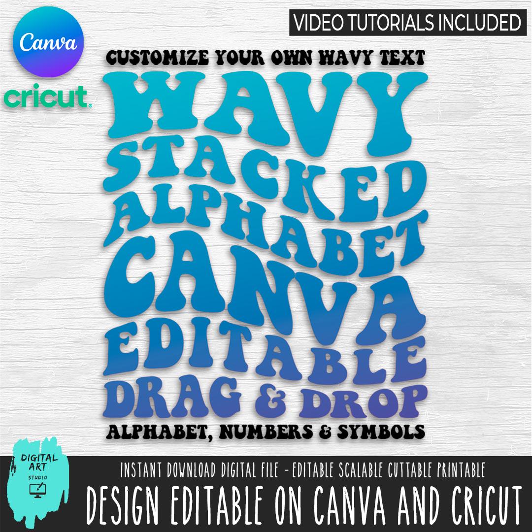 Wavy Stacked Alphabet, Canva Template, SVG Letters (digital Download ...