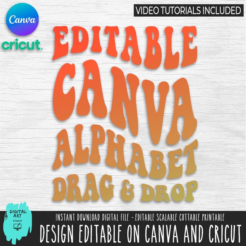 Wavy Stacked Alphabet, Canva Template, SVG Letters (digital Download ...