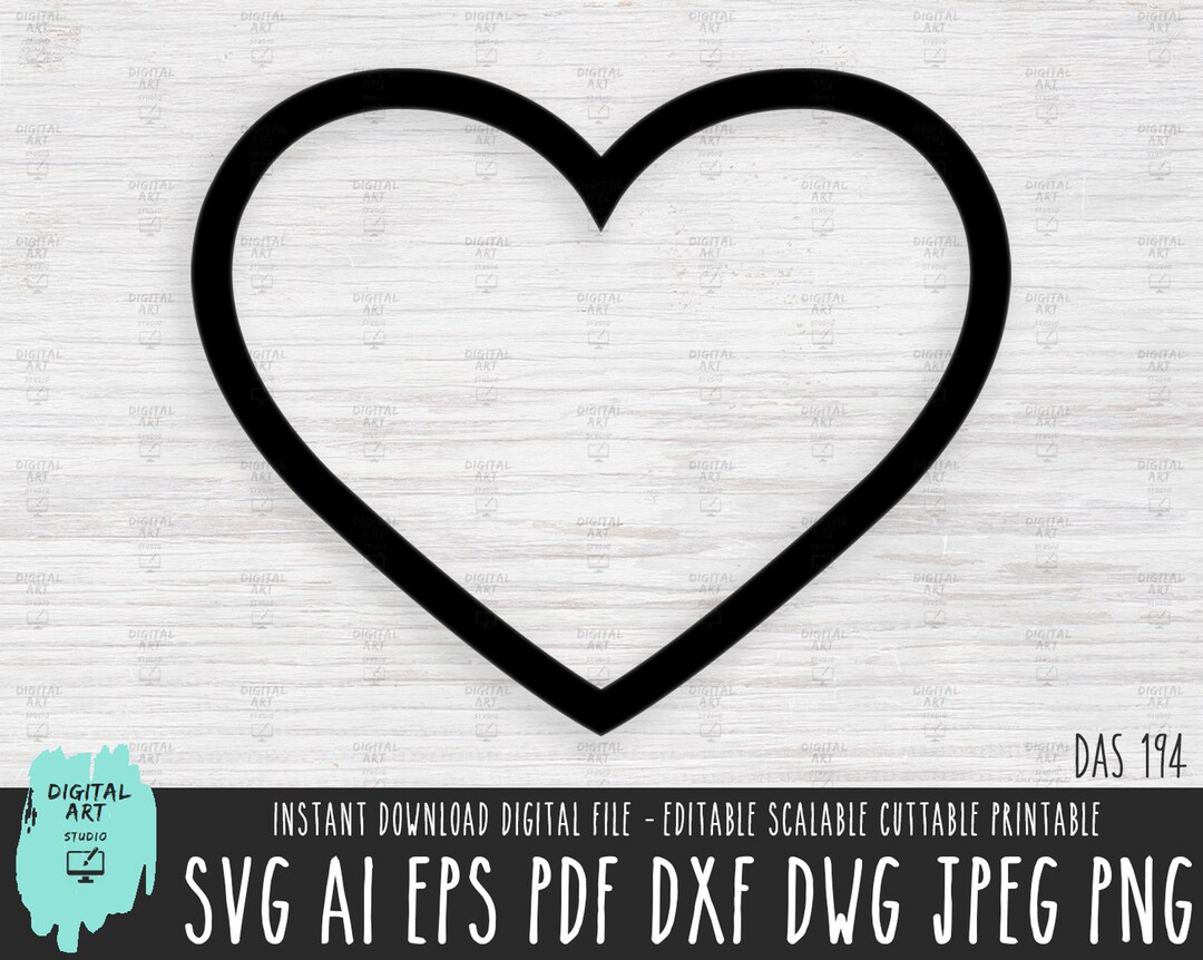 Heart Outline Icon SVG, Heart Shape Vector File, Heart Illustration ...