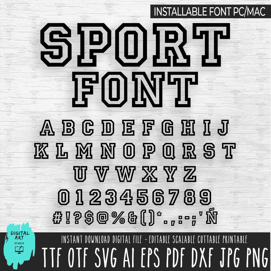 SPORT FONT SVG, Varsity College, Instant Download, Sport Alphabet Svg ...