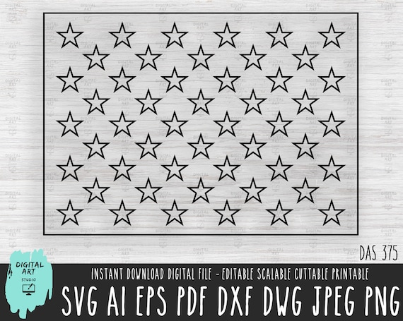 50 Stars American Flag Outline Svg American Stars Svg US - Etsy
