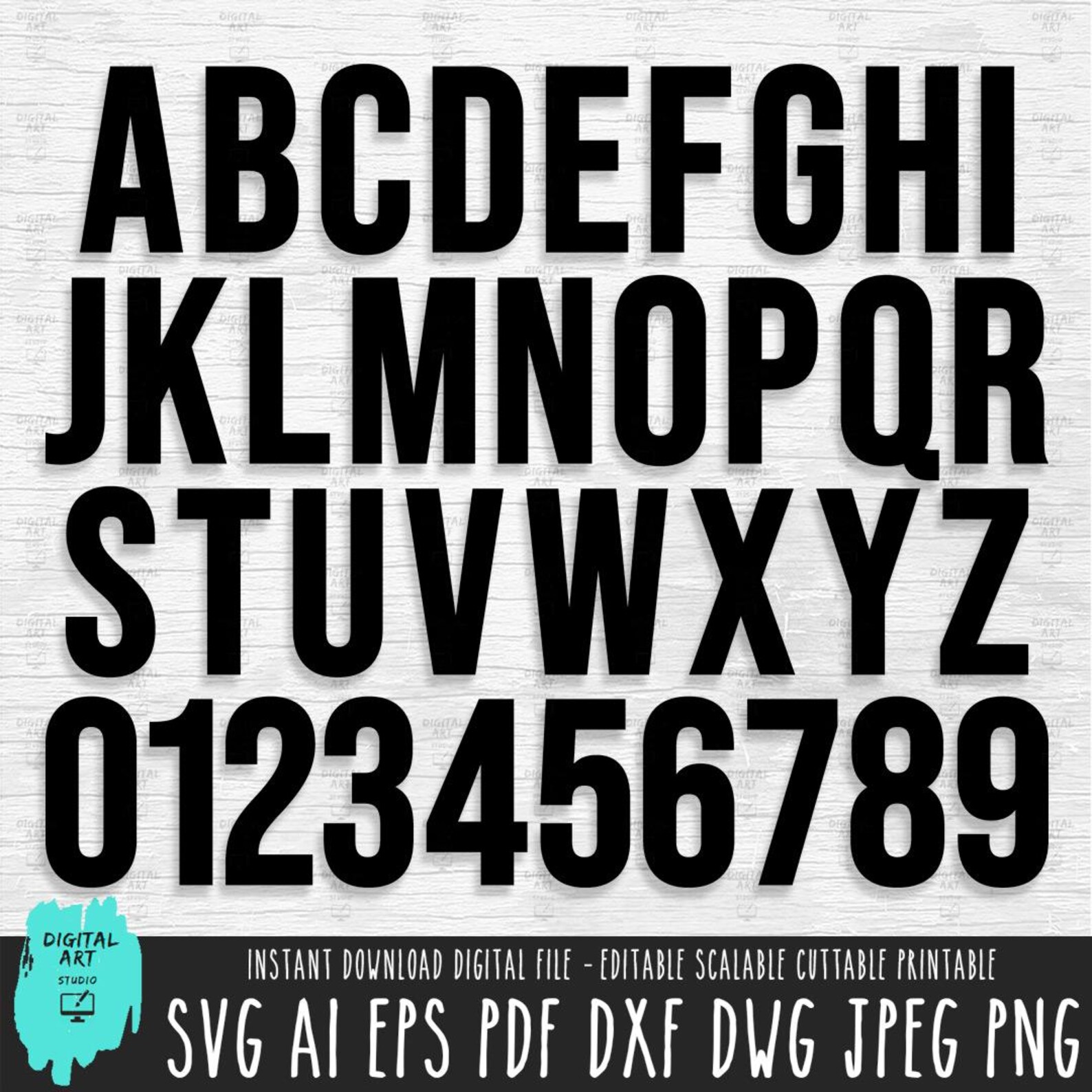 SKINNY SOLID Letters and Numbers SVG Tall Alphabet, for Canva, Cricut ...