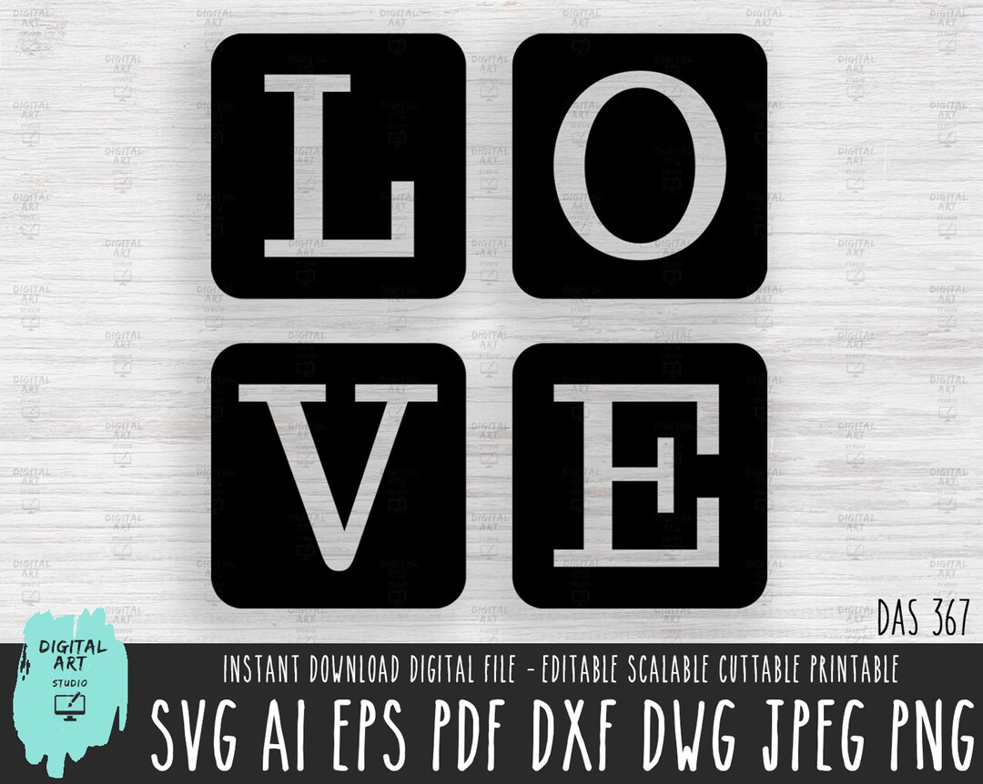 Love SVG, Love Cube Vector File, Love Script Silhouette Cricut ...
