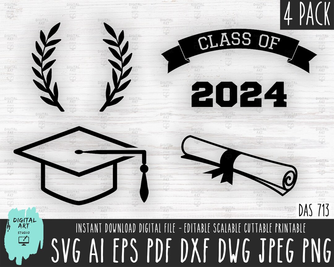 Class of 2024 Bundle SVG, Prom Bundle Vector File, Graduation Hat ...