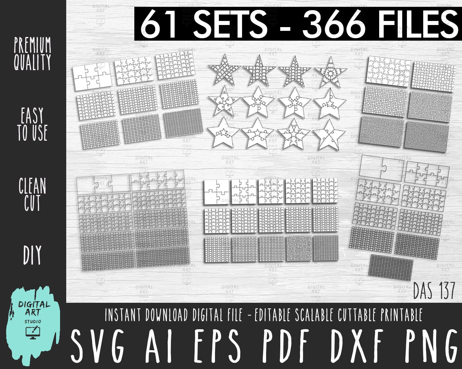 61 Sets Puzzle Jigsaw Templates Svg Pdf Dxf Png Ai Eps - Etsy