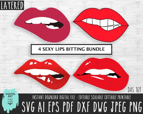4 Biting Lips Bundle SVG Sexy Lips Vector Files - Etsy