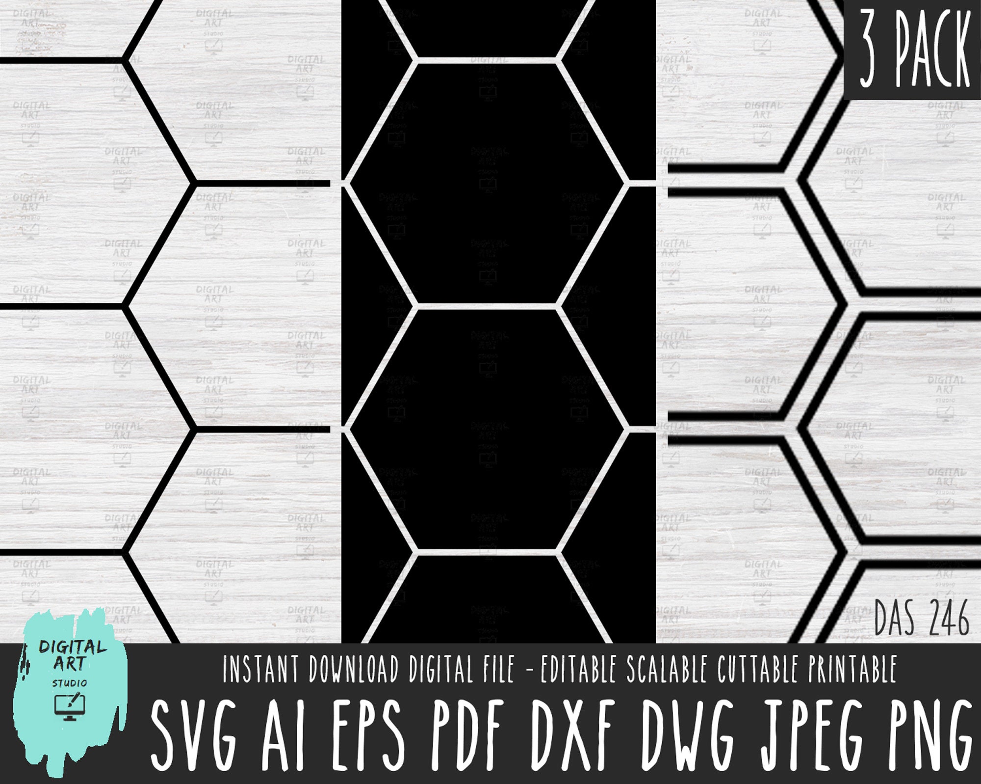3 Honeycomb Pattern Pack SVG Honeycomb Vector File Hexagon - Etsy