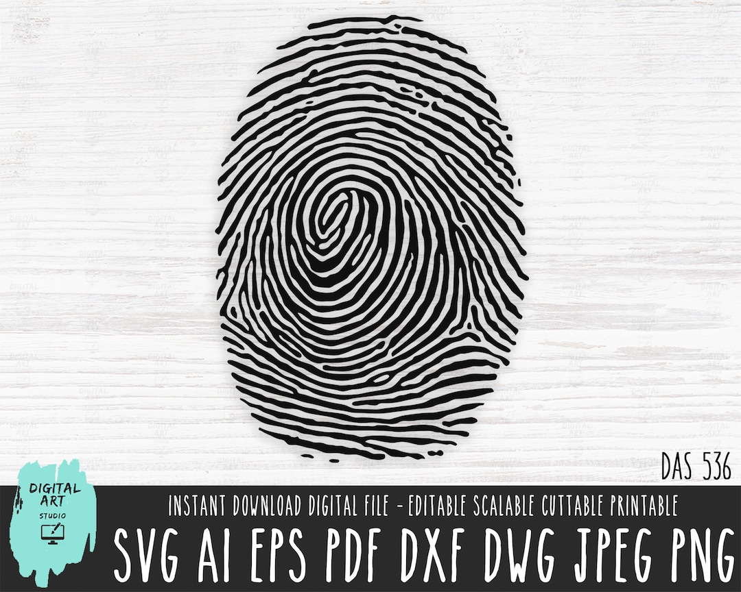 FINGERPRINT Solid SVG, Fingerprint Silhouette Vector File, Finger Print ...