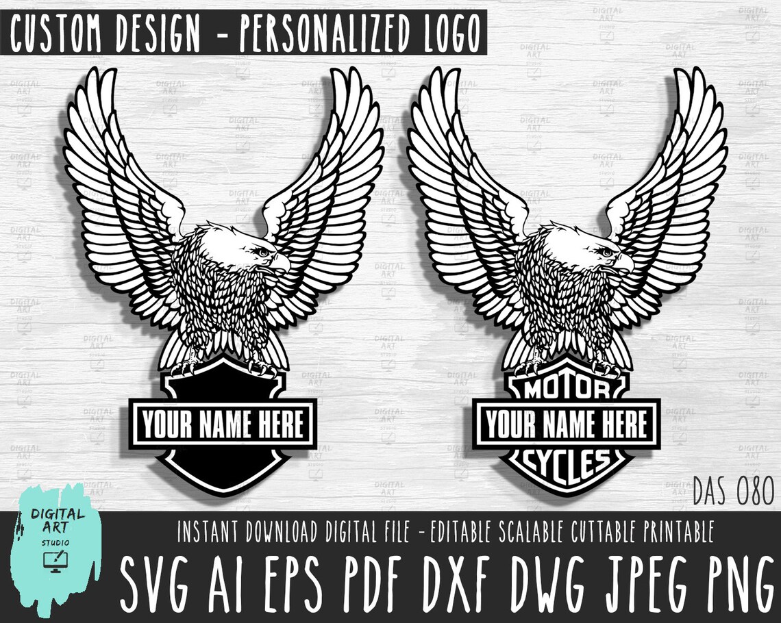 Harley Davidson Style Logo Name/Text Custom Digital SVG Your | Etsy