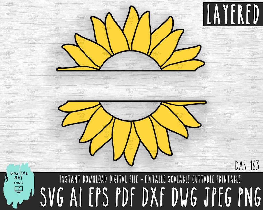 Sunflower Monogram SVG, Layered Vector File (digital Download) - Etsy