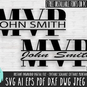 MVP Monogram Svg, MVP Team Vector, Player Monogram File Cricut ...