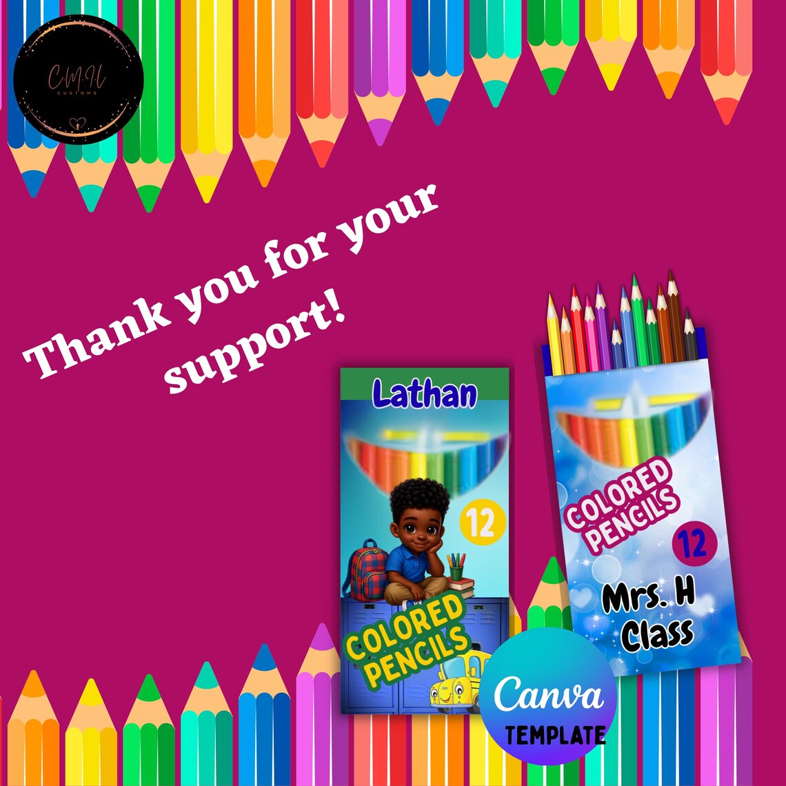 Editable Colored Pencil Box Cover | Back to School Canva Template | DIY ...