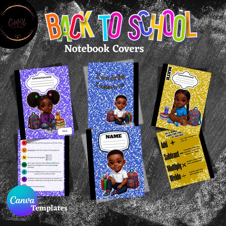 Editable Back to School Notebook Covers With Bonus Cheat Sheets | Canva ...