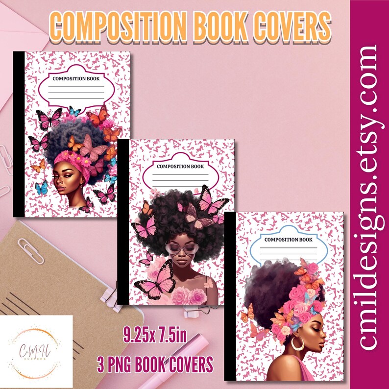 DIGITAL DOWNLOAD Journal Cover Art Beautiful Black Girl Notebook Covers ...